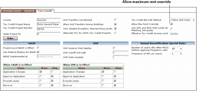 Maximum Rent Override Setup Overview