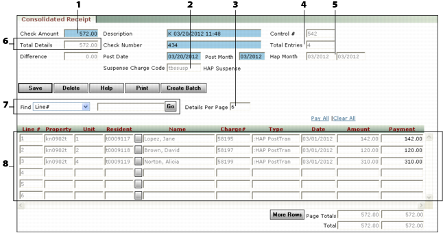 Consolidated Receipt Screen Overview