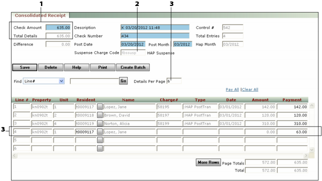 Consolidated Receipt Screen Overview