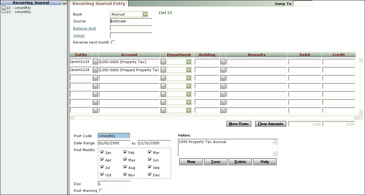Editing and Deleting Recurring Journal Entries