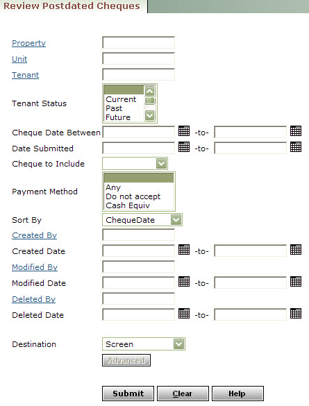 Generating Postdated Cheque Reports