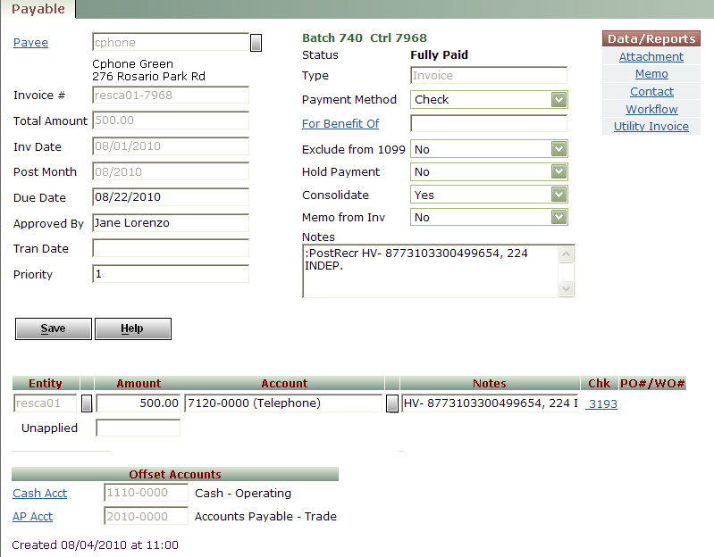 Reviewing and Editing Posted Payables
