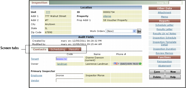 Workstation Inspection Screen Overview for Downloading and Uploading