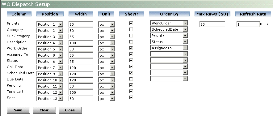 Setting Up the Work Order Dispatch Board