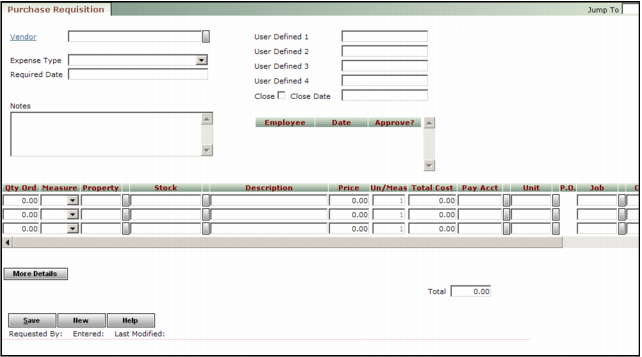 Adding Purchase Requisitions