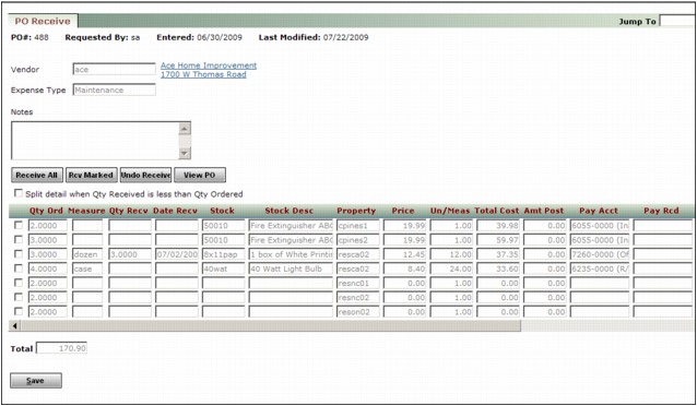 Receiving Items on Purchase Orders