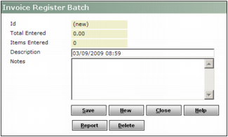 Adding an Invoice Register Batch Without Images