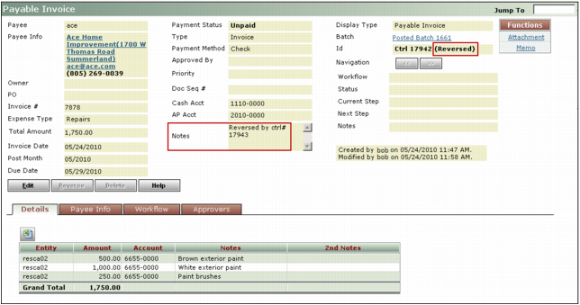 Reversing Posted Payables