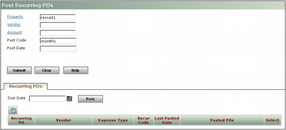 Posting Recurring Purchase Orders