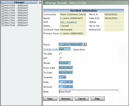 Deleting Charges from a Charge Batch
