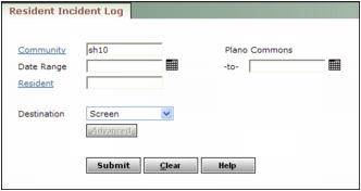 Resident Incident Log Report